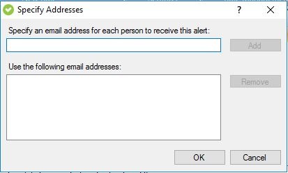 Specify Addresses window - SQL Compliance Manager 8.1.x - Product ...